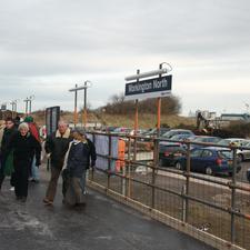 Temporary rail station for Workington following road bridge